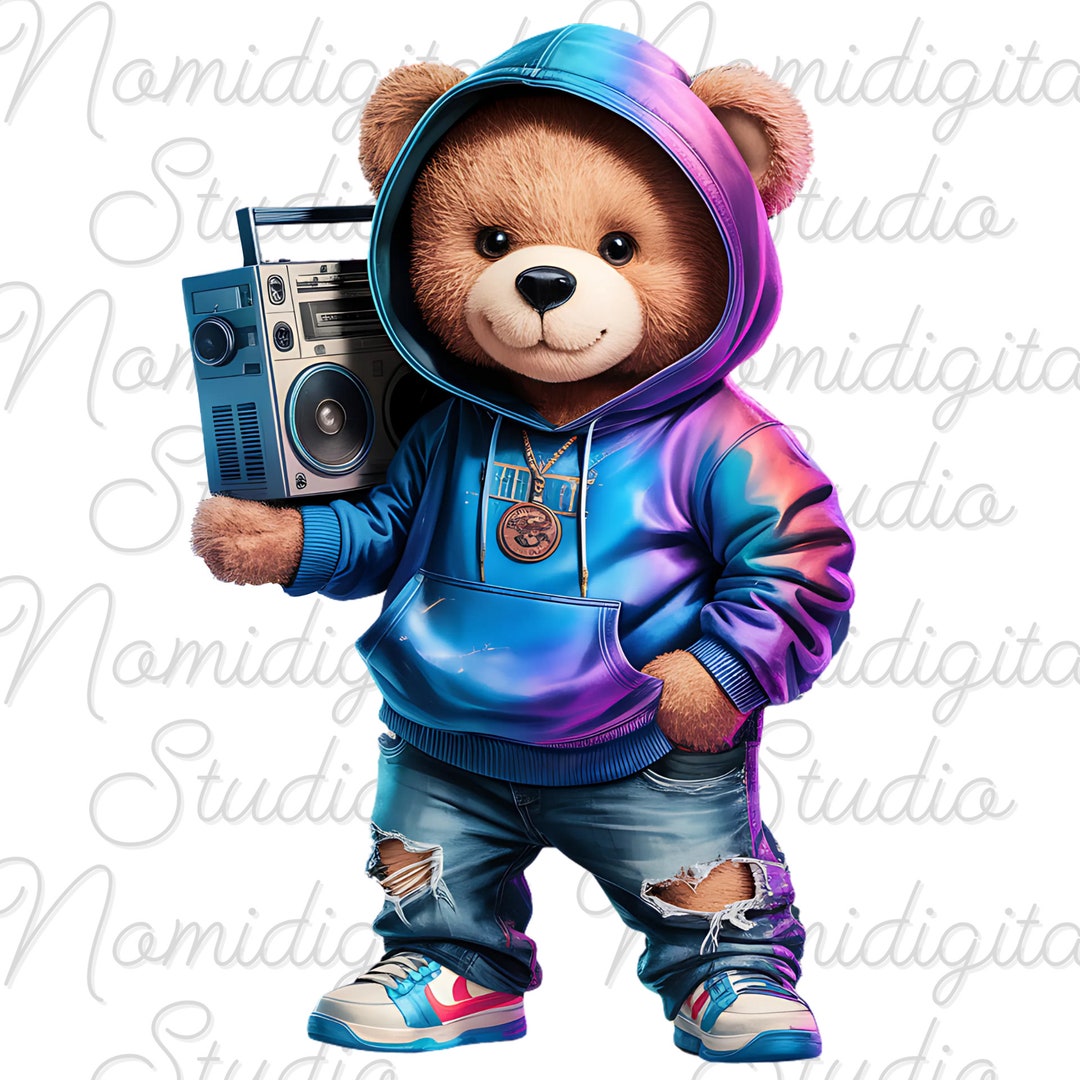 Hip Hop Teddy Bear PNG | Rapper Cartoon Bear Graffiti | Boom Box Street ...