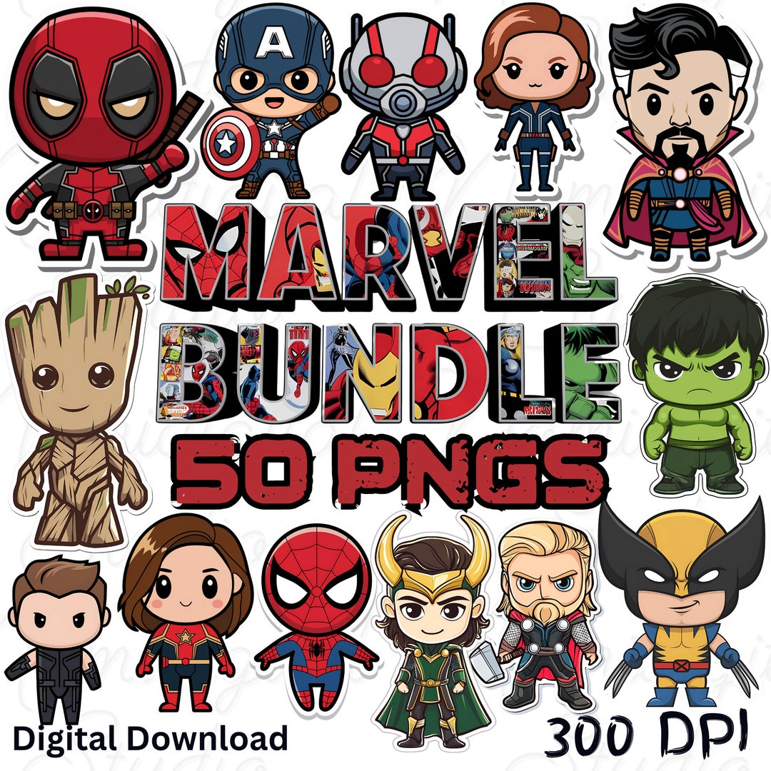 50 Superhero PNG Bundle | Best-selling Superhero Clipart Set | Instant ...