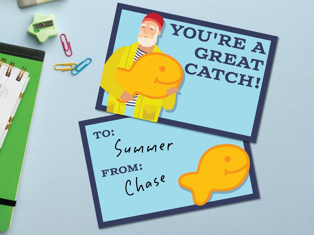 Catch of the Day Printable Valentine - Etsy