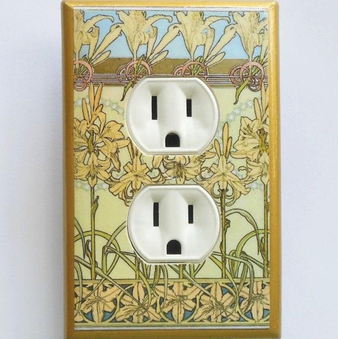 Your CHOICE Floral Print Outlet Covers MATCHING SCREWS Vintage Floral ...