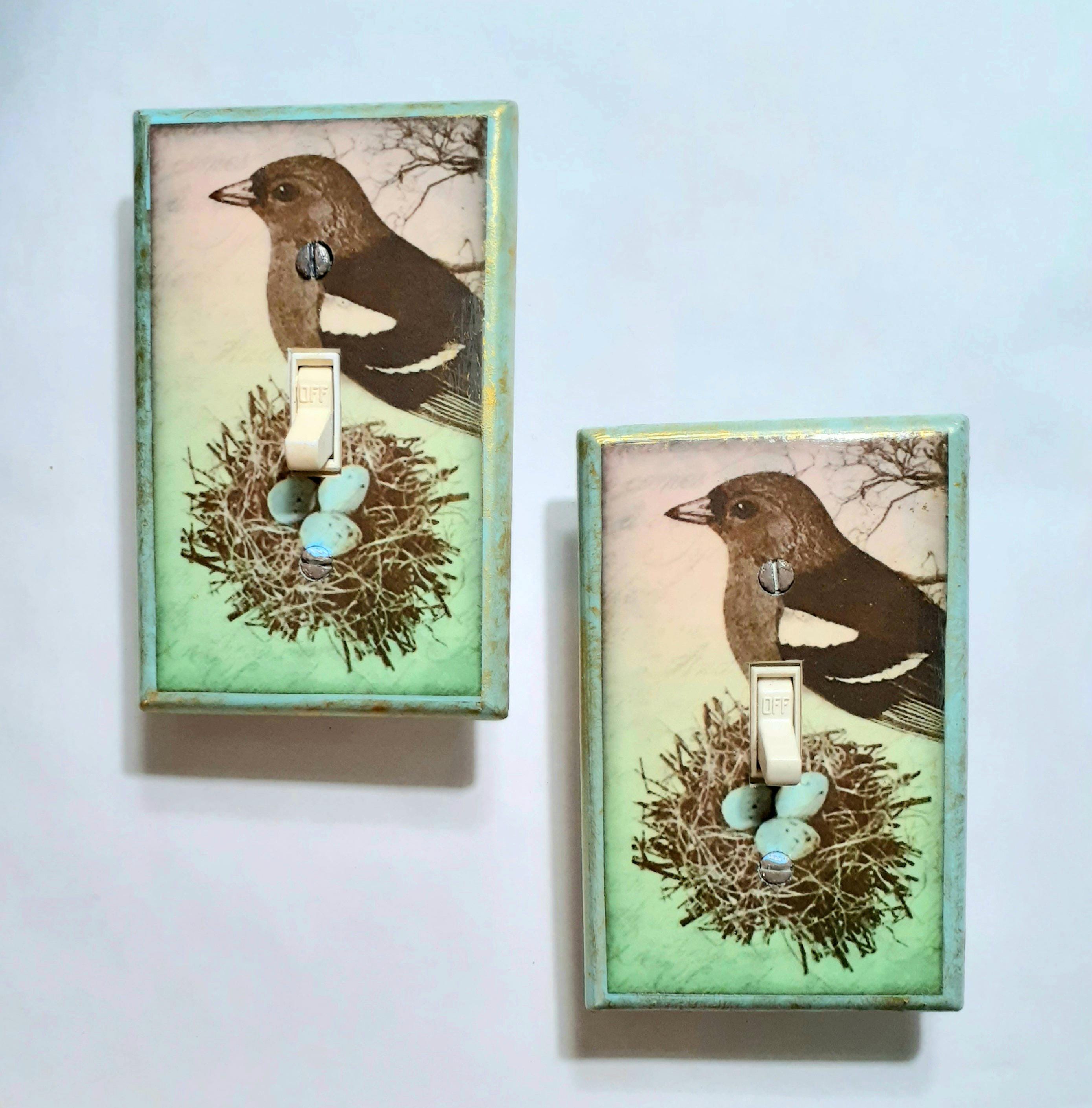 BIRD and EGG Themed Switchplates and MATCHING Screws- Birdcage Switch ...