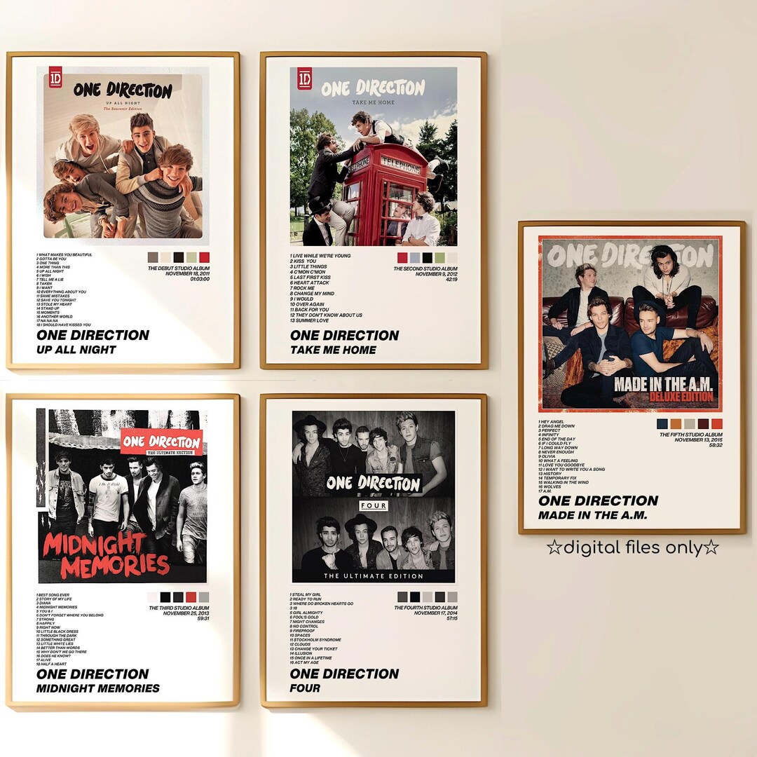 1D Inspired Aesthetic Cover Digital Print Bundle 5 Iconic Posters ...