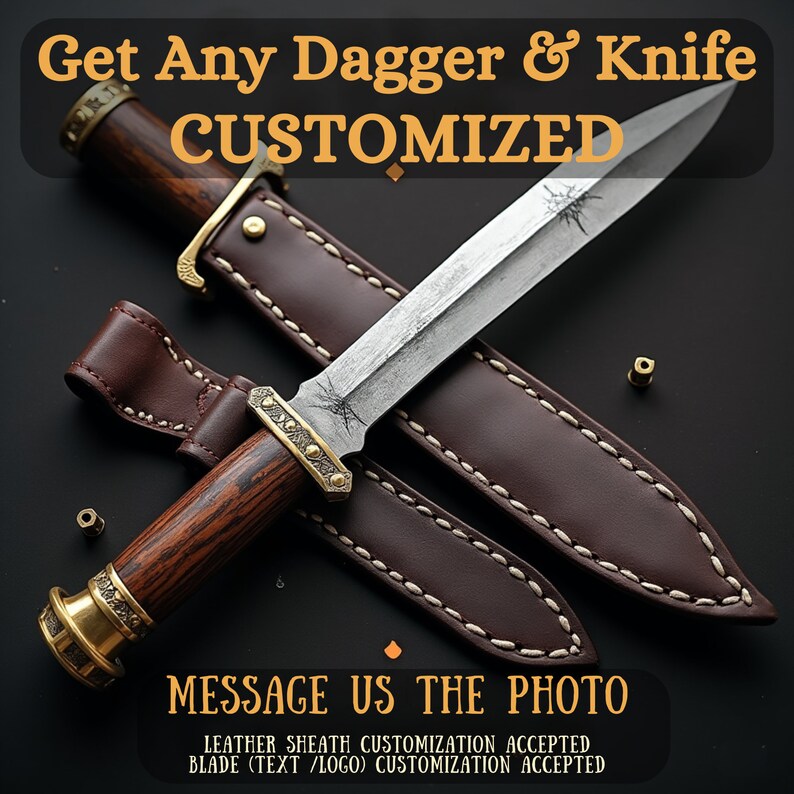 Fully Custom Design Knife & Daggers, Dirk Bollock Push Seax Stiletto ...