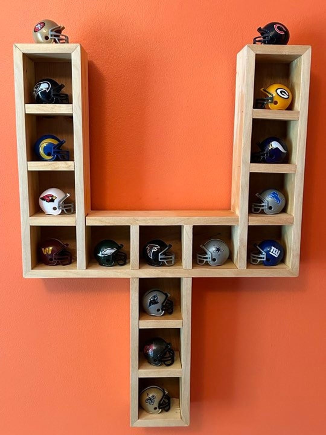 Field Goal Football Display, Helmet Showcase Wall Mounted Shelves ...