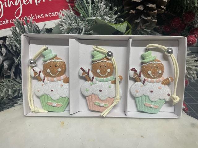 3PC/BX Christmas Gingerbread Pastel Sparkly Ornament 3" DIY Projects or ...