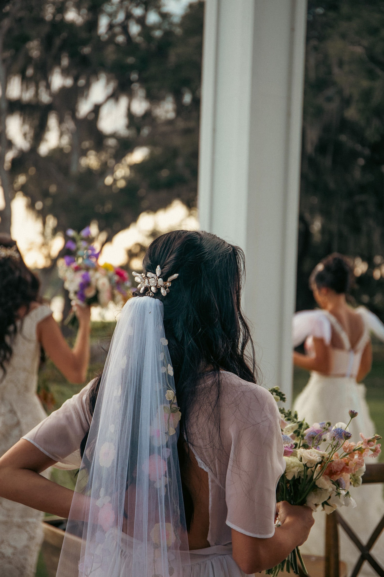 Pastel Floral Floor-length Wedding Veil, Flower Wedding Veil - Etsy
