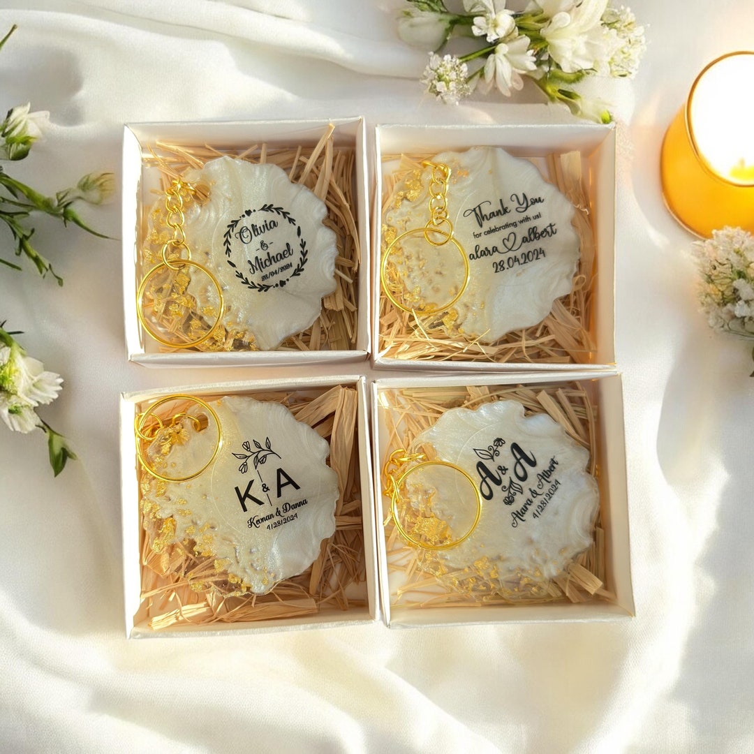 Boxed Resin Keychain, Wedding Keychain Favors, Wedding Favors for ...