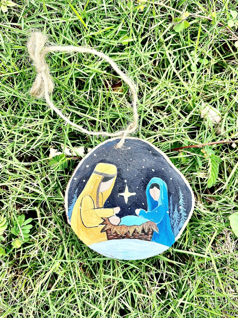 Hand-painted Nativity Scene Ornament Birth of Christ Christmas ...