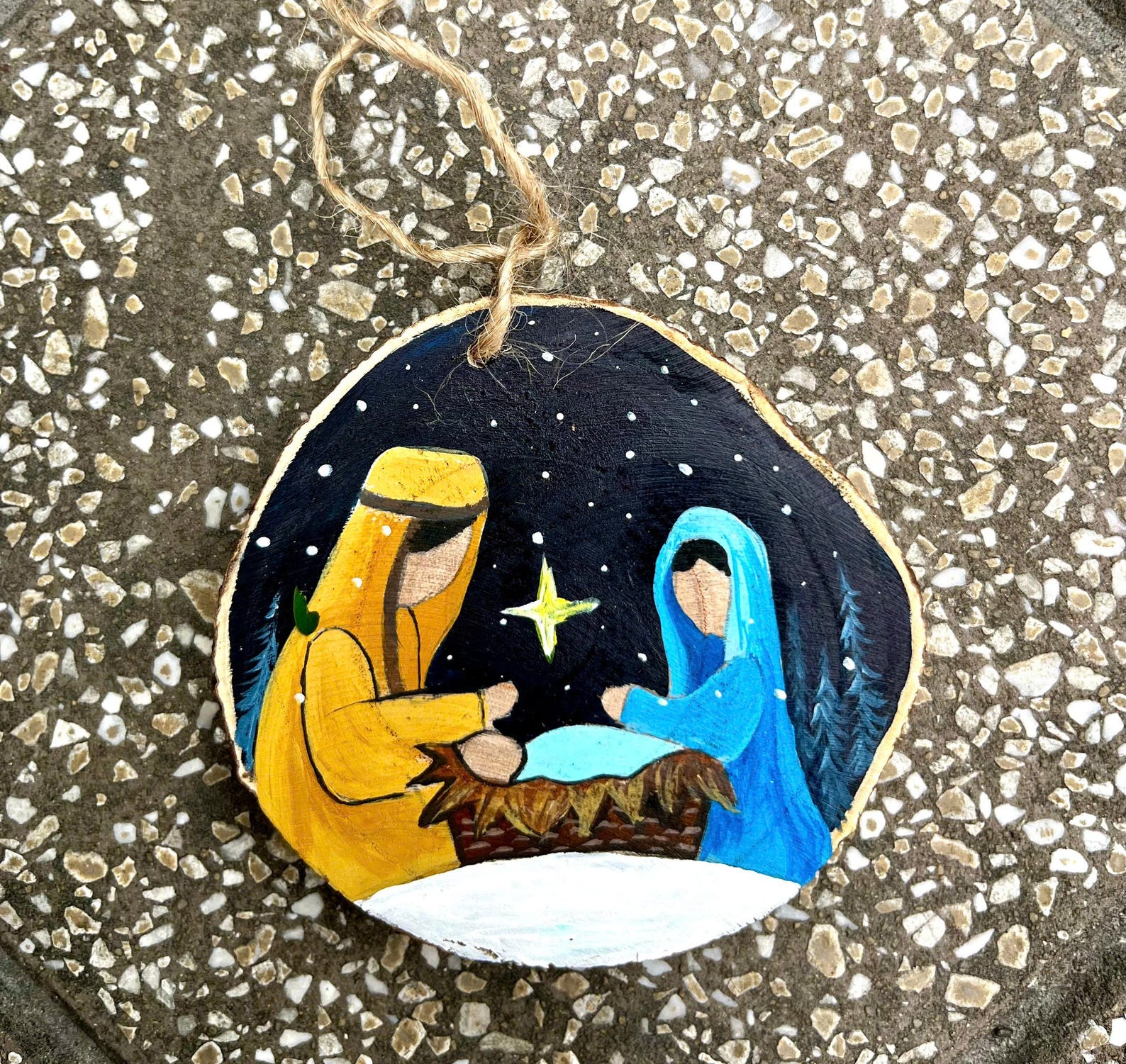 Hand-painted Nativity Scene Ornament Birth of Christ Christmas ...