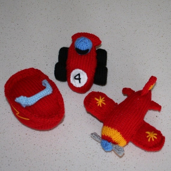 Race Car Plane and Speed Boat INSTANT DOWNLOAD PDF Knitting | Etsy ...