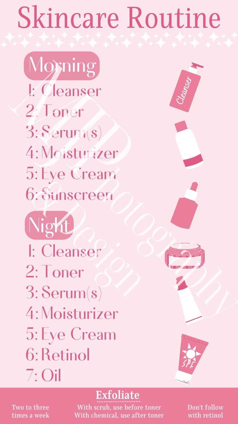 Skincare Routine - Morning AM and Night PM - Digital Download - Etsy