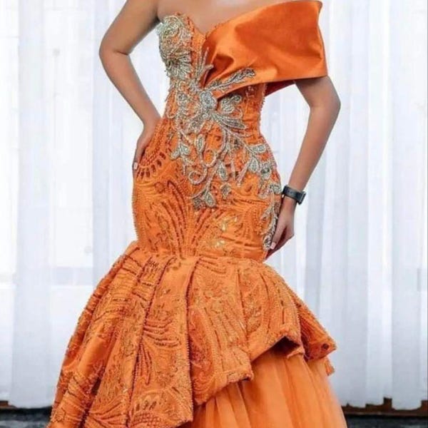 Orange African Traditional Dresses - Etsy