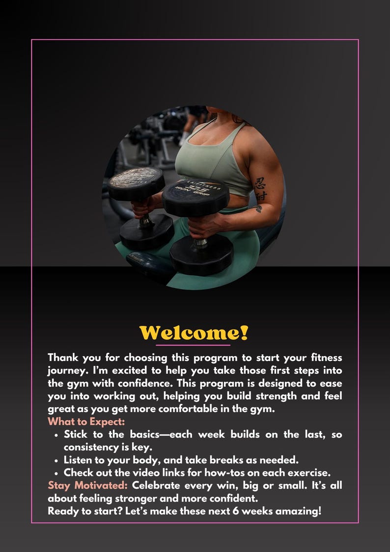 6-week Beginner Gym Workout Plan | Digital Fitness Program for First ...