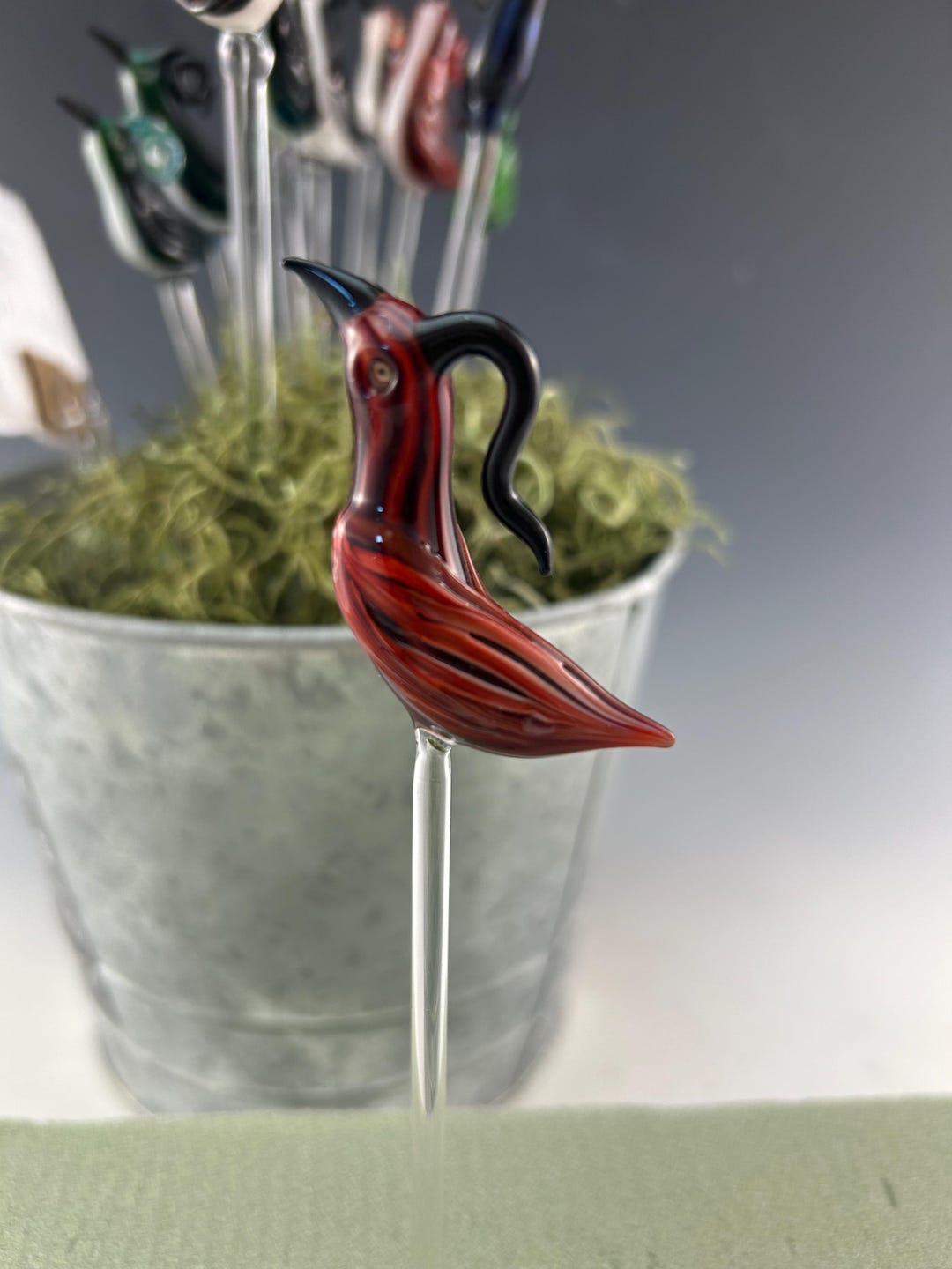 Ruby Red Glass Birds Handblown Glass Garden Plant Stake - Etsy