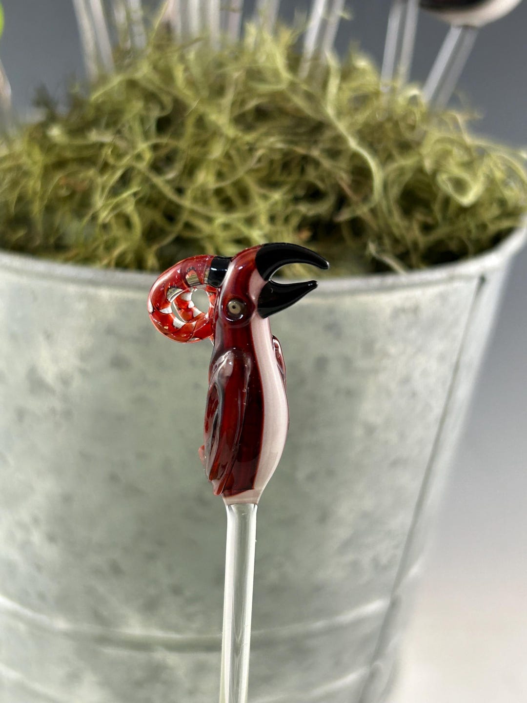 Ruby Red Glass Bird Handblown Glass Garden Plant Stake - Etsy