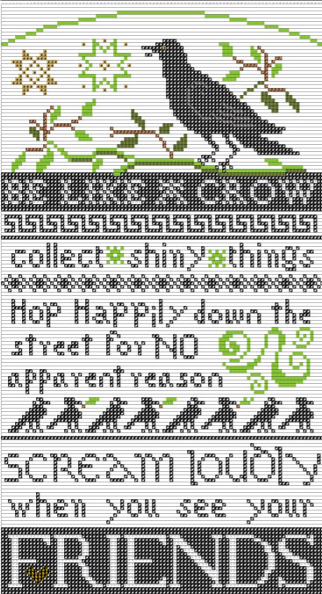 Be Like a Crow / Collect Shiny Things - Cross Stitch Pattern - Etsy