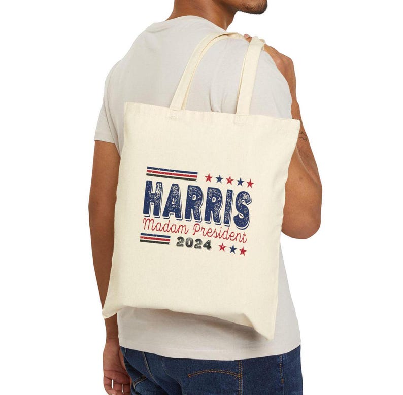 Madam President Tote Bag Kamala Harris Walz 2024 Cotton Canvas Tote Bag ...