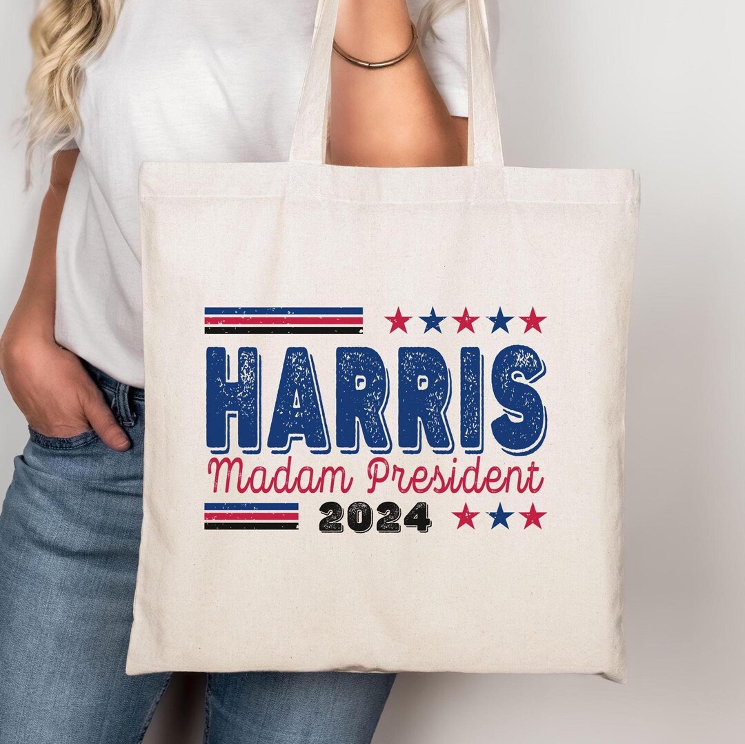 Madam President Tote Bag Kamala Harris Walz 2024 Cotton Canvas Tote Bag ...