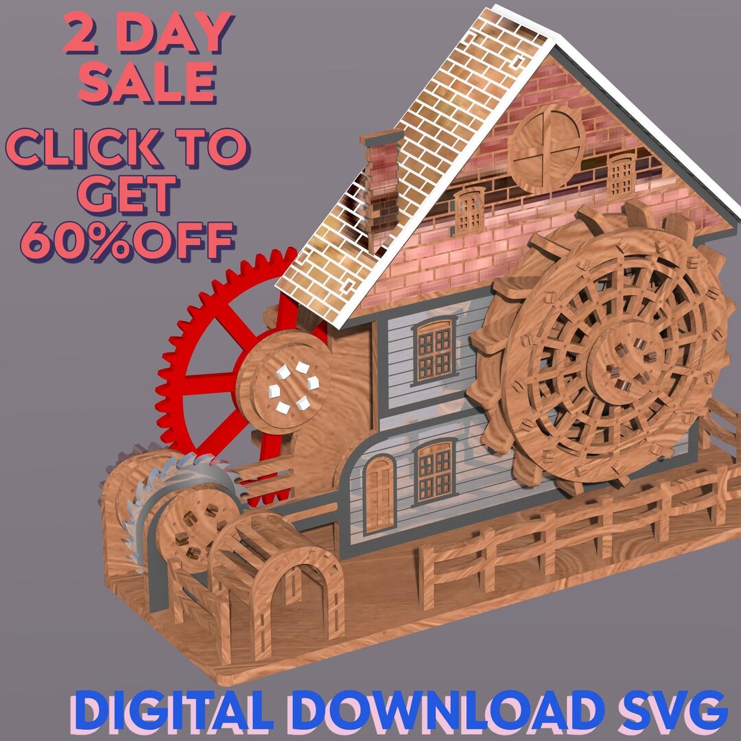 DIY Laser Cut File Water Mill Svg Dxf Project Plans With Easy Assembly ...