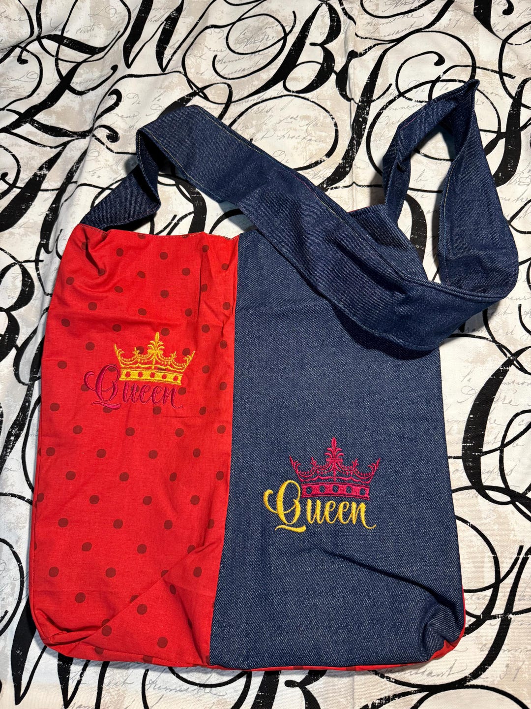 Crossbody Jean Bag With Crown, Queen Bag, Crown Hand Bag, Crossbody Bag ...
