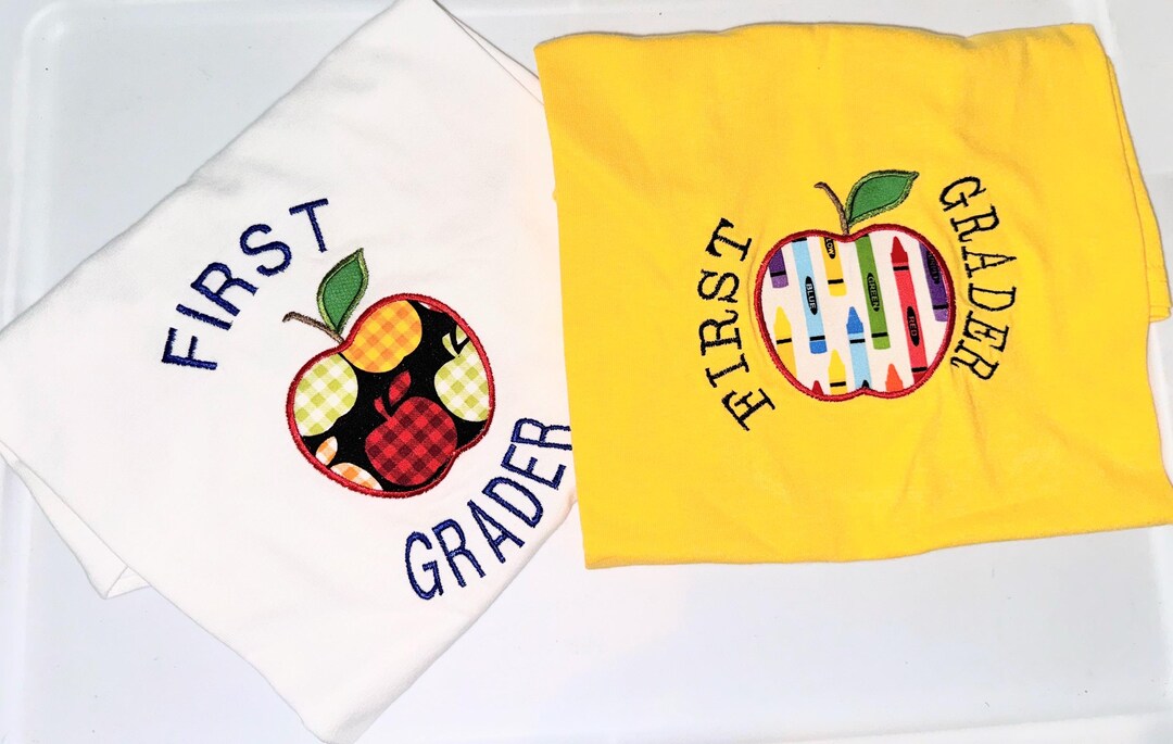 First Grader Apple & Crayon Appliqué Set - Etsy