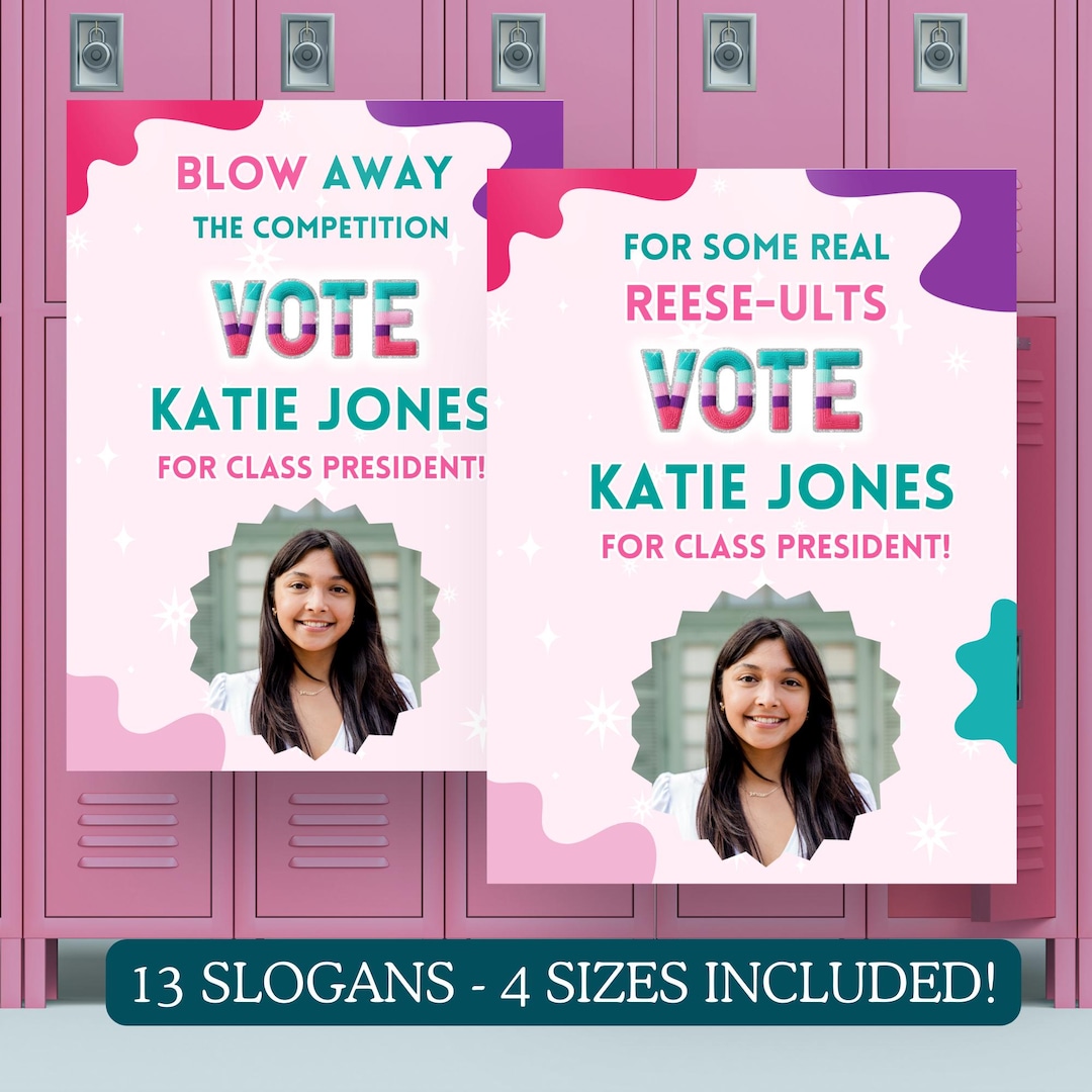 Editable Student Council Poster Girl, Class President Template, School ...