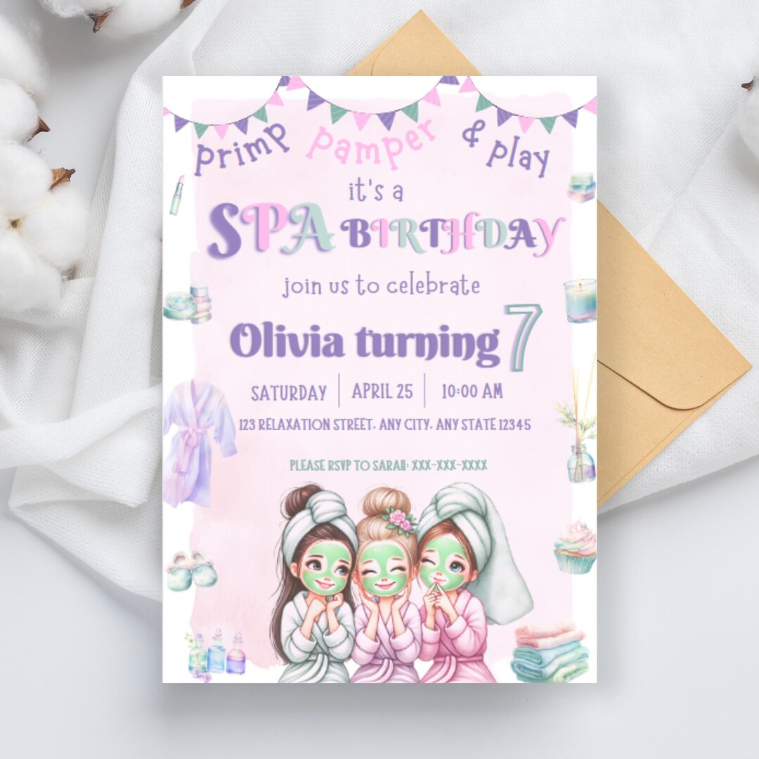 Spa Birthday Invitation, Skincare Birthday Invite, Girls Night, Spa ...