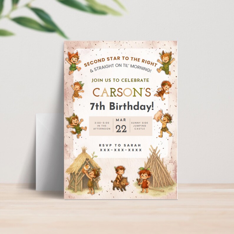 Lost Boys Birthday Invitation, Neverland Adventure Party Invite ...
