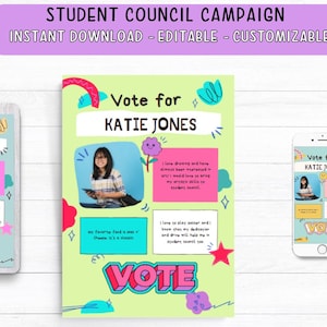 Cute Doodle Student Council Poster, Class President, School Campaign ...