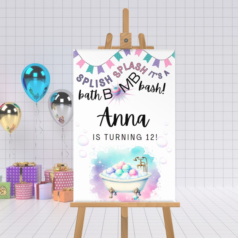 Splish Splash Bath Bomb Bash Birthday Welcome Signs | Bath Bomb Party ...