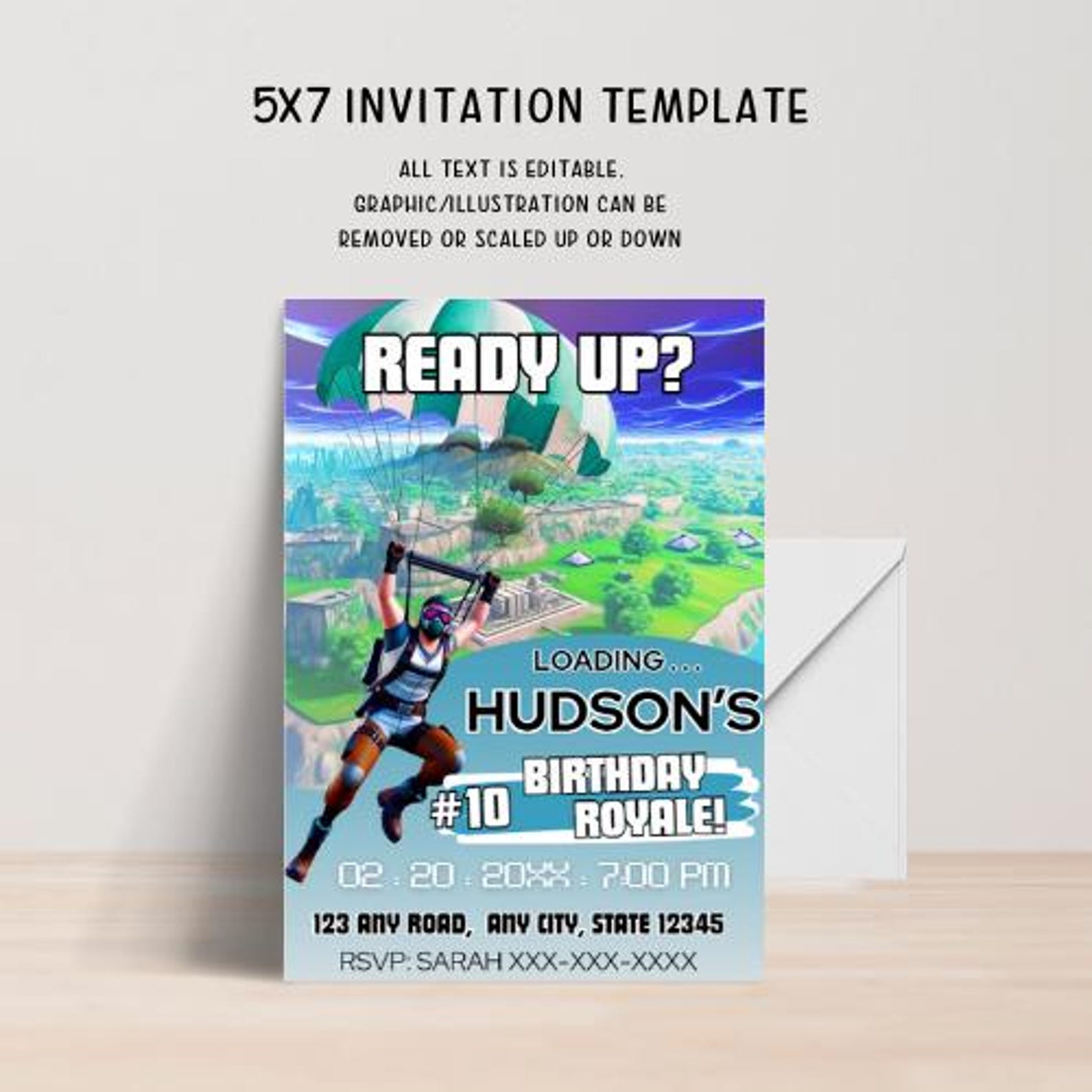 Gamer Birthday Invitation, Editable Battle Royale Party Template, Video ...