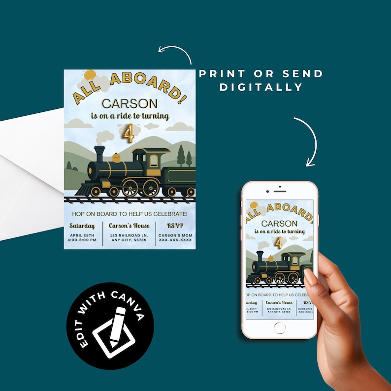 Editable Train Birthday Bundle Templates, Train Party, Birthday Train ...