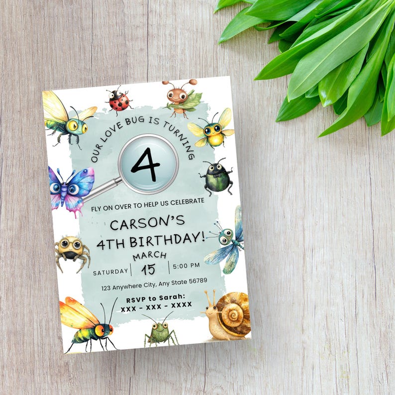 Editable Quirky Bugs Birthday Invitation Template, Bugging Out ...