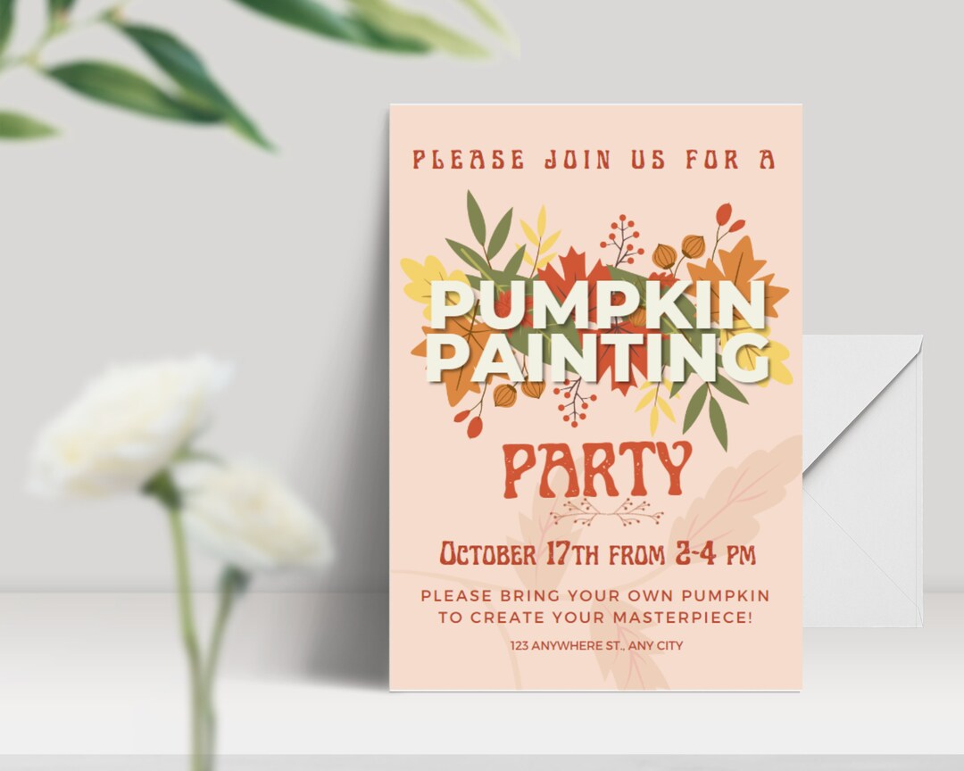 Pumpkin Painting Party Invitation, Jack-o-lantern Painting Party Invite ...