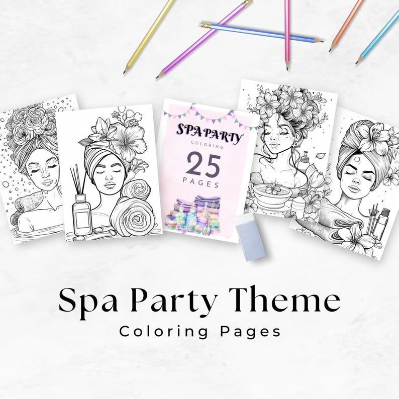 Bundle of Spa Party Games and Activities, Party Coloring Pages, Spa ...