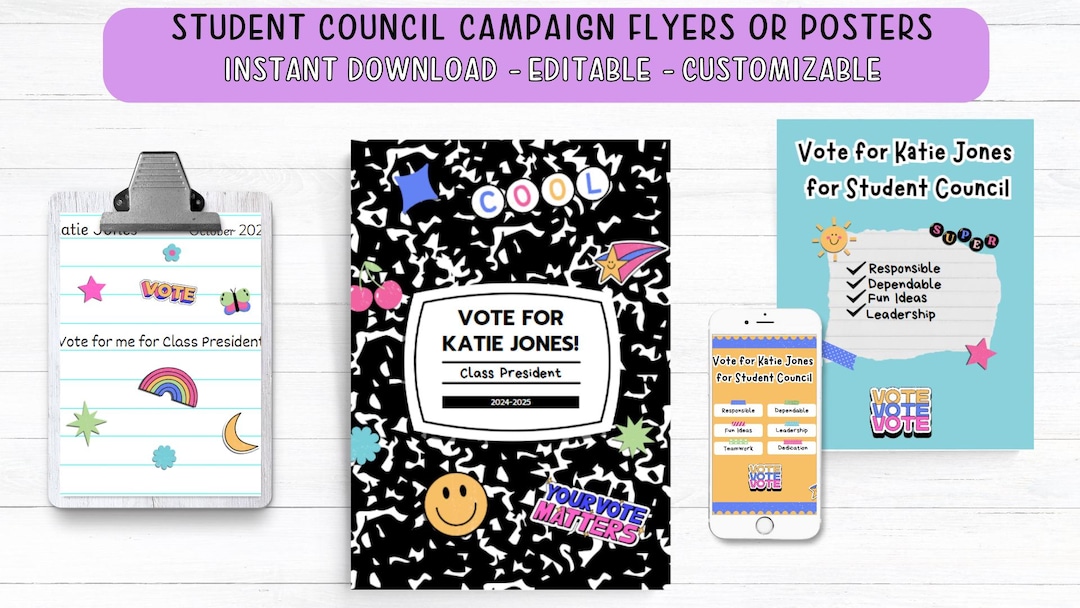 Colorful Student Council Poster, Class President, School Campaign ...