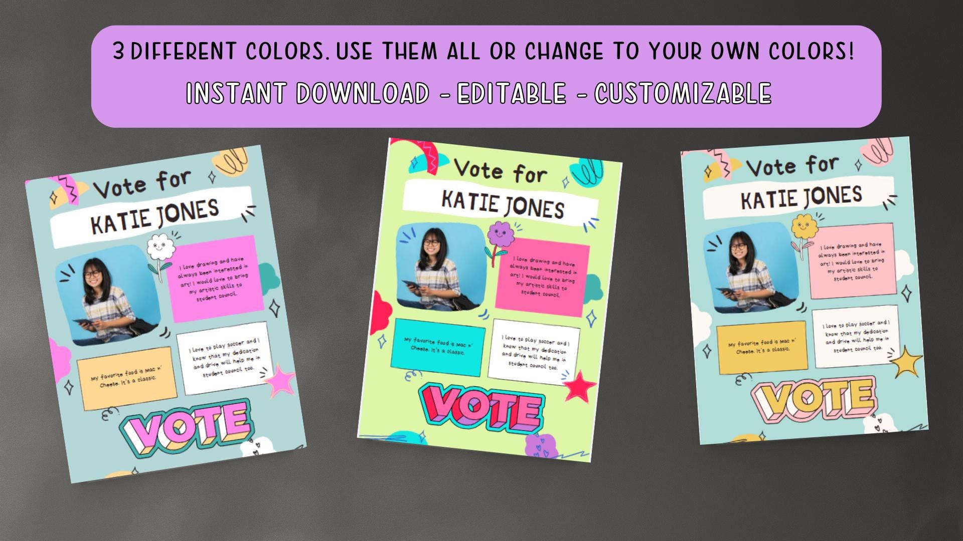 Cute Doodle Student Council Poster, Class President, School Campaign ...