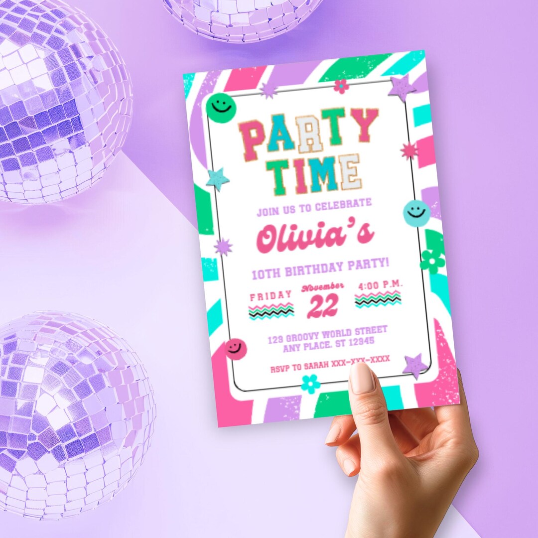 Preppy Patch Letter Invitation Retro Varsity Patch Birthday Invitation ...