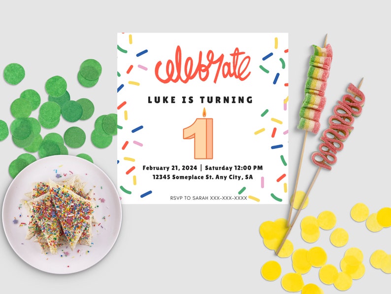 Editable Sprinkles Birthday Invitation Template, Instant Digital ...