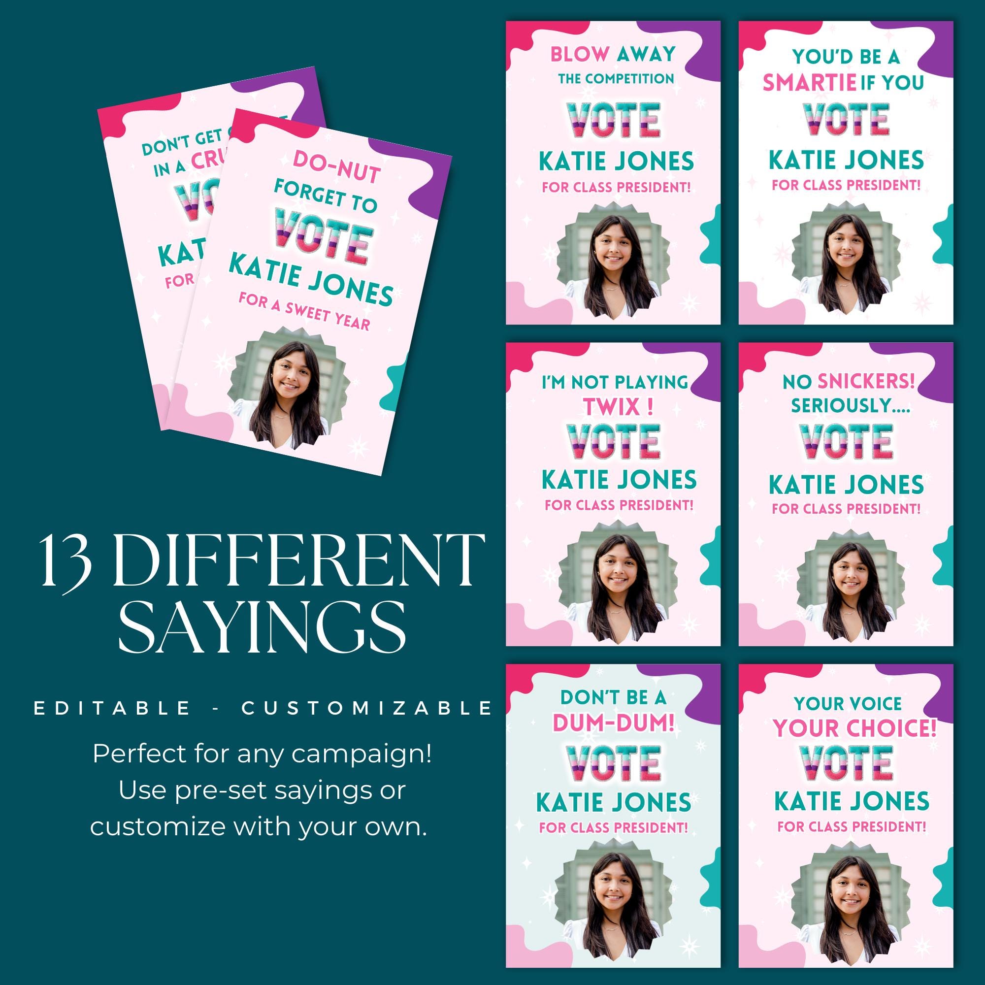 Editable Student Council Poster Girl, Class President Template, School ...