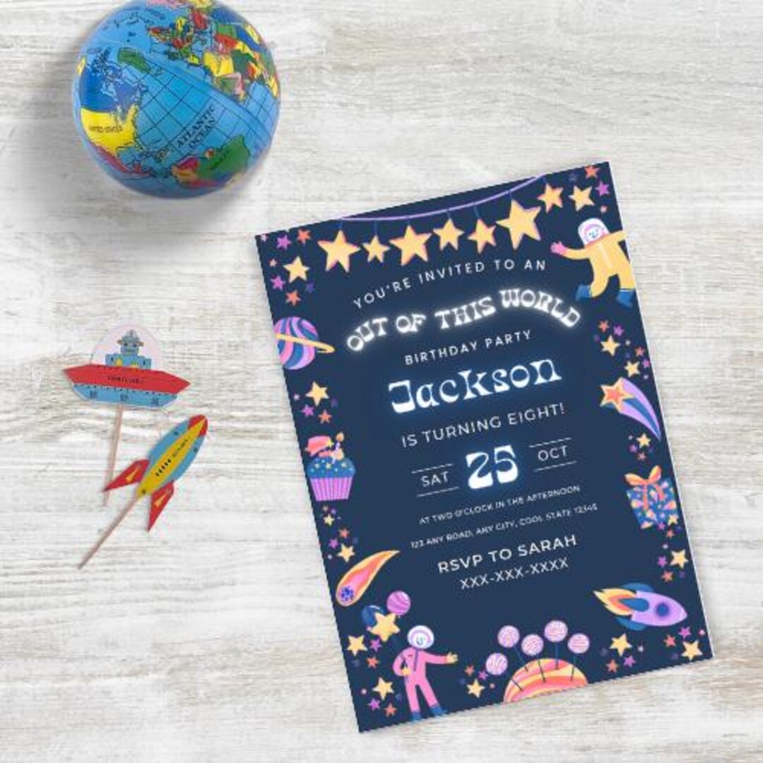 Editable Space Birthday Invitation Template, Space Party Invite ...