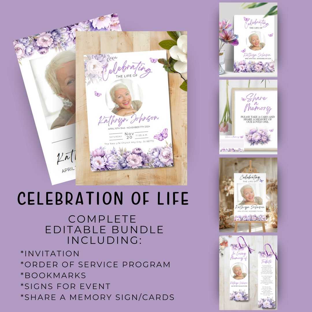 Editable Funeral Bundle Templates, Funeral Program Template, Memorial ...