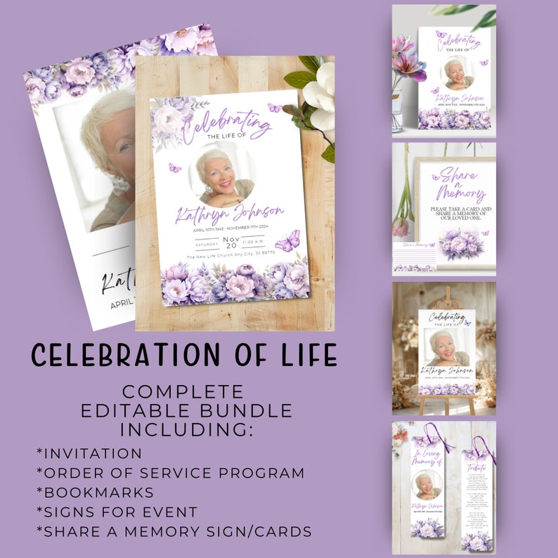 Editable Funeral Bundle Templates, Funeral Program Template, Memorial ...