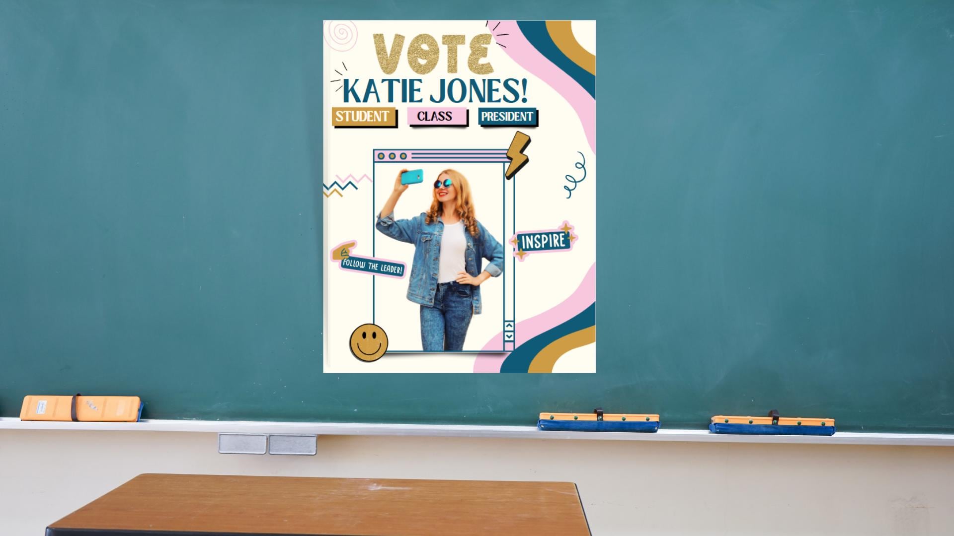 Trendy Student Council Poster, Class President, School Campaign, Class ...