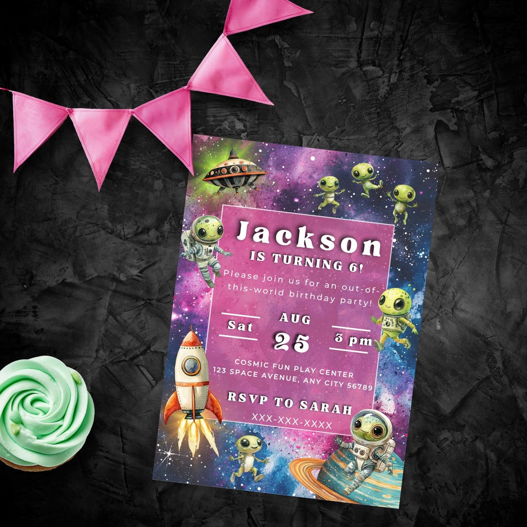 Editable Space Birthday Invitation, Out of This World Digital Party ...