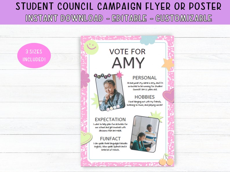 Student Council Voting Poster, Class President, School Campaign ...