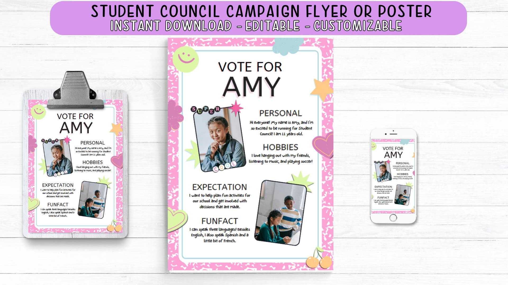 Student Council Voting Poster, Class President, School Campaign ...