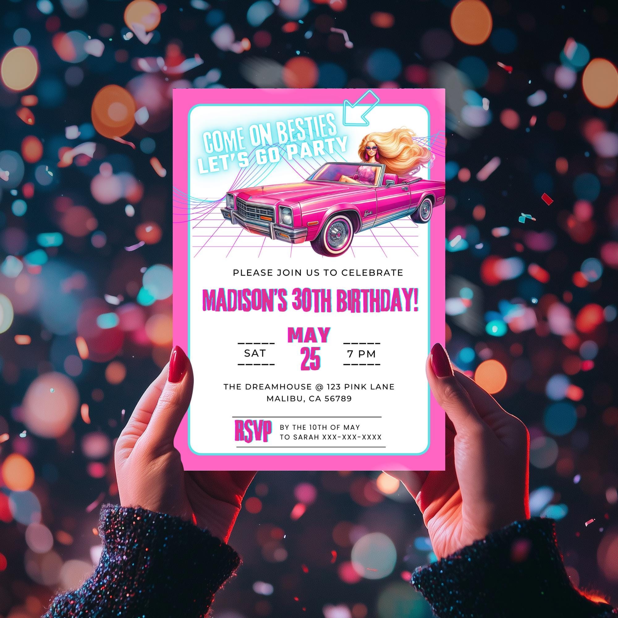 Editable Vintage Birthday Invitation Template, Born in 1990's, Retro 80 ...