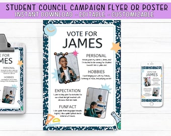 Simple Student Council Poster, Class President, School Campaign, Class ...