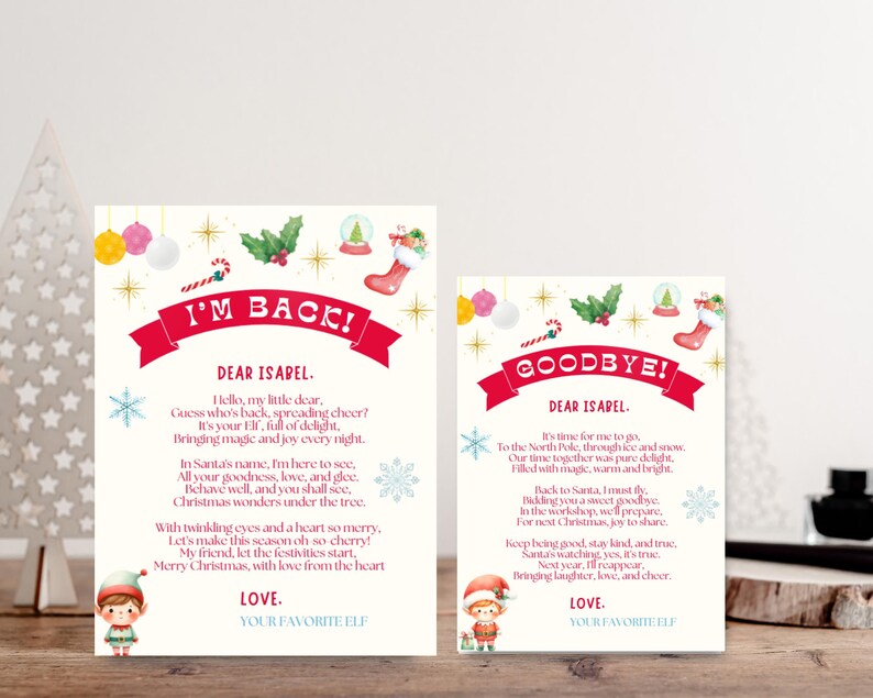 Elf on the Shelf Hello & Goodbye Letters | Printable Elf Activities ...